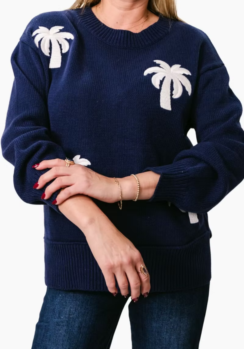 MEGAN PALM KNIT - NAVY – StyleFast